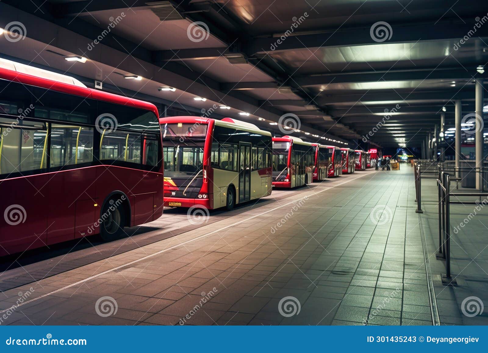 Bus Garage with Passenger Buses. Stock Illustration - Illustration of ...