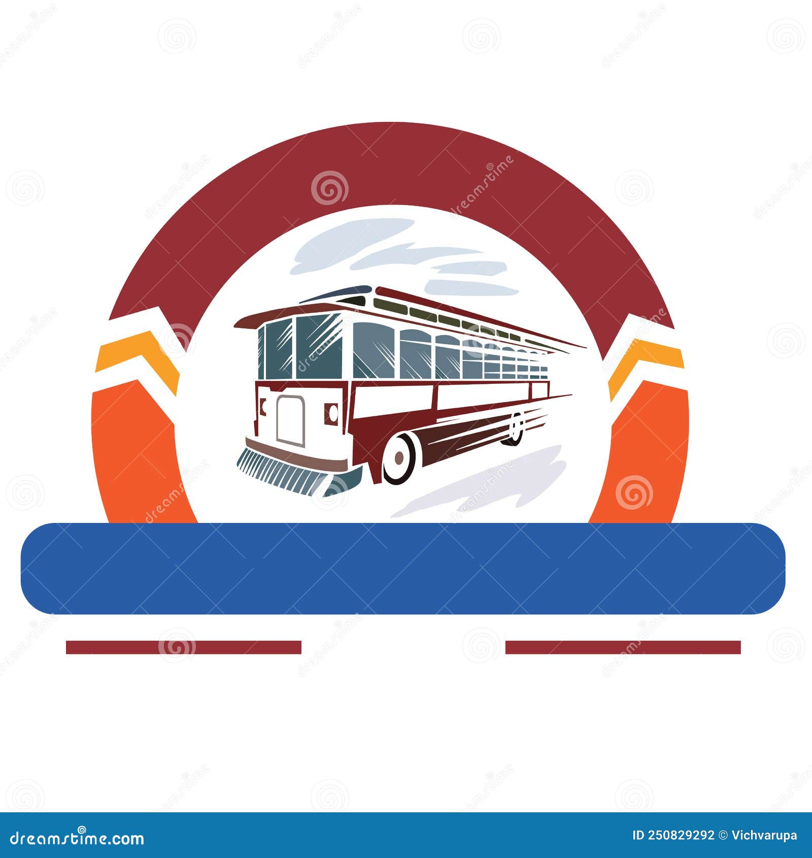 Bus in Graphic Style, Red Color, Logo, Isolated Object on a White ...
