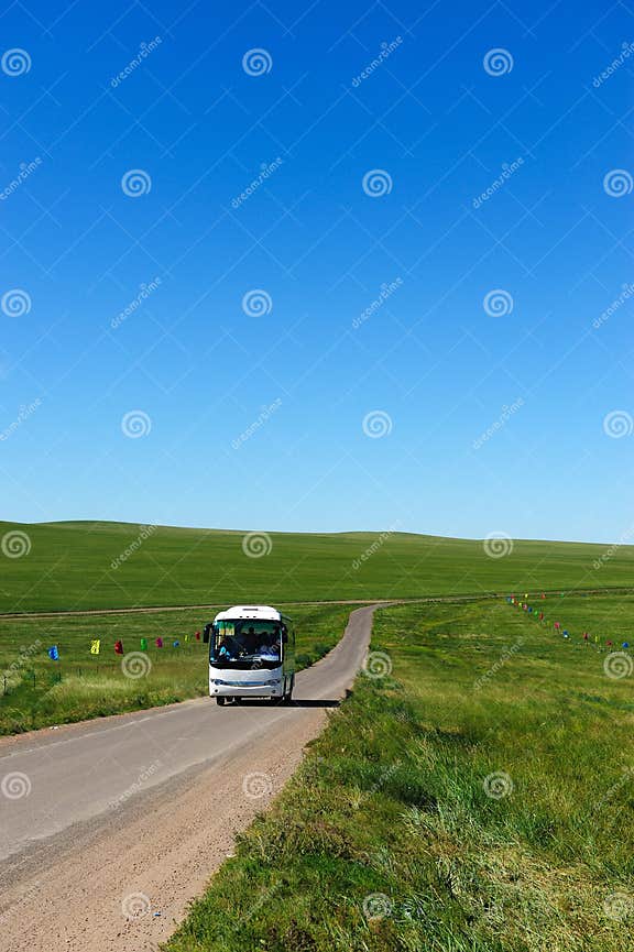 Bus in grassland stock image. Image of passengers, coach - 15495951