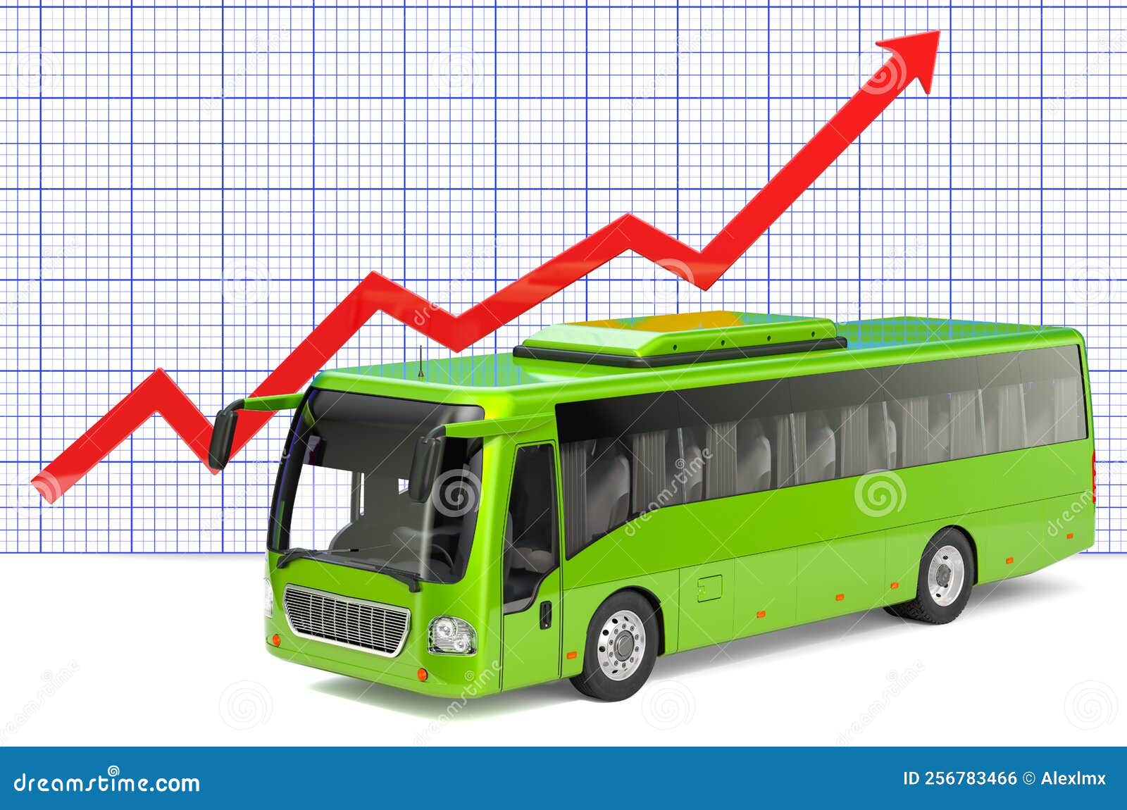 Bus with Growing Chart. 3D Rendering Stock Illustration - Illustration ...
