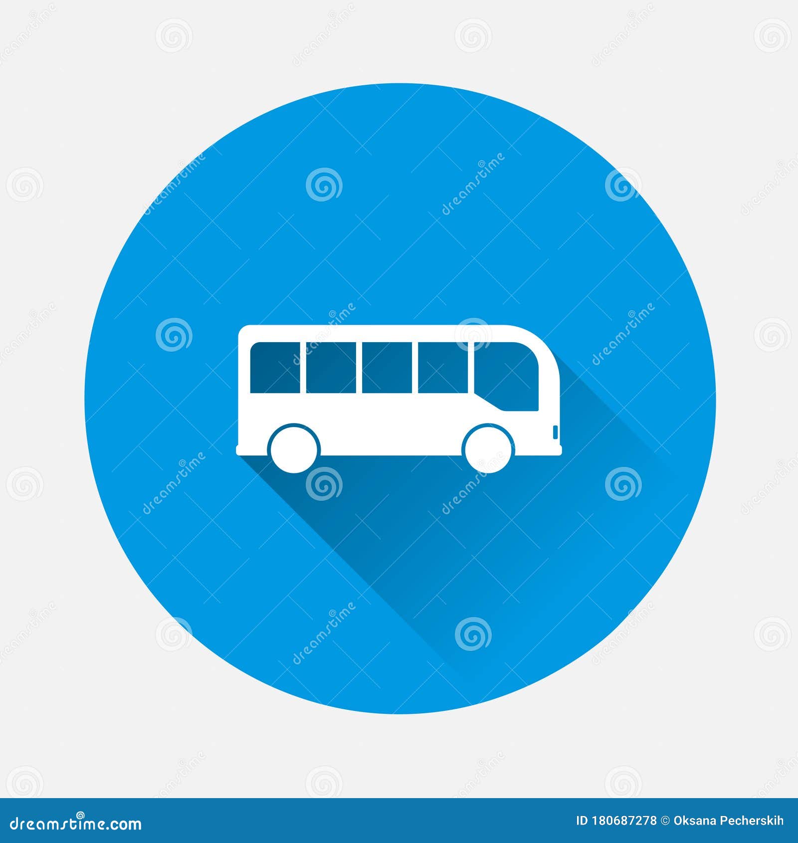 Bus Icon on Blue Background. Flat Image with Long Shadow Stock Vector ...