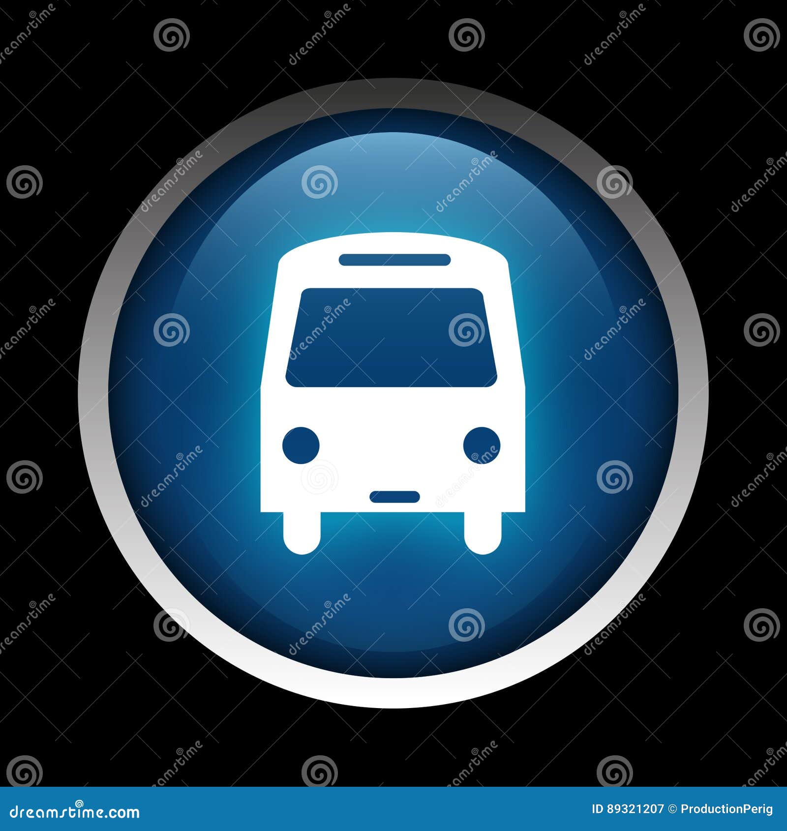 Bus Icon on a Circle Isolated on a Black Background Stock Illustration ...