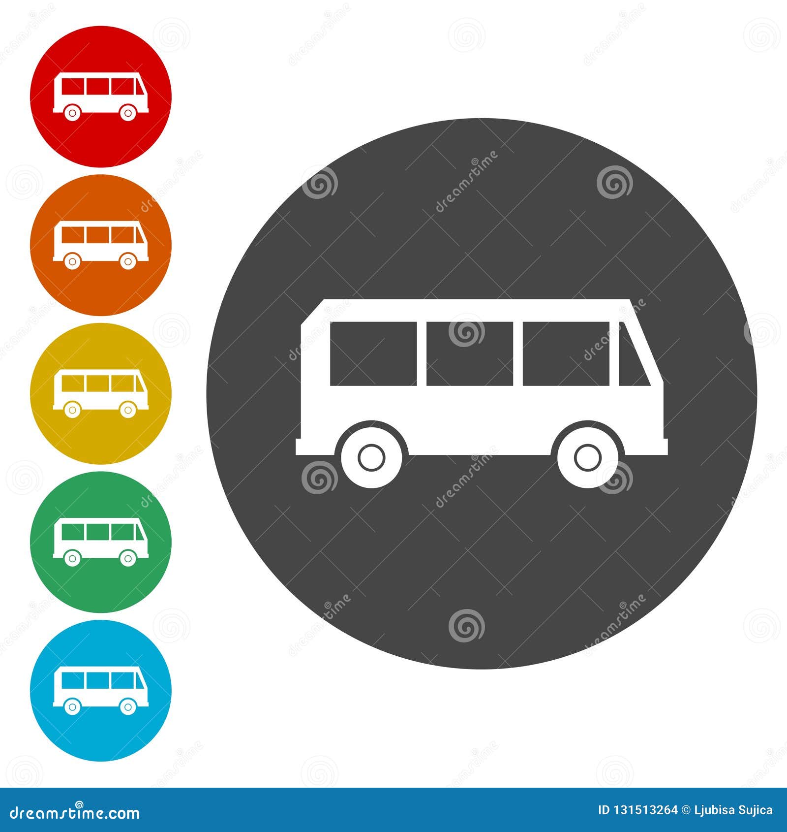Bus Icon with Color Variations Stock Vector - Illustration of cartoon ...