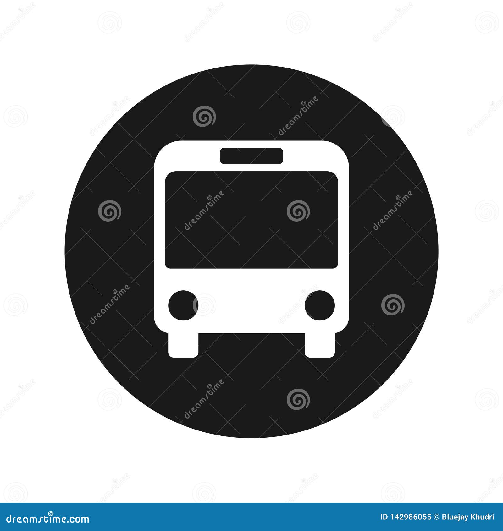 Bus Icon Flat Black Round Button Vector Illustration Stock Vector ...