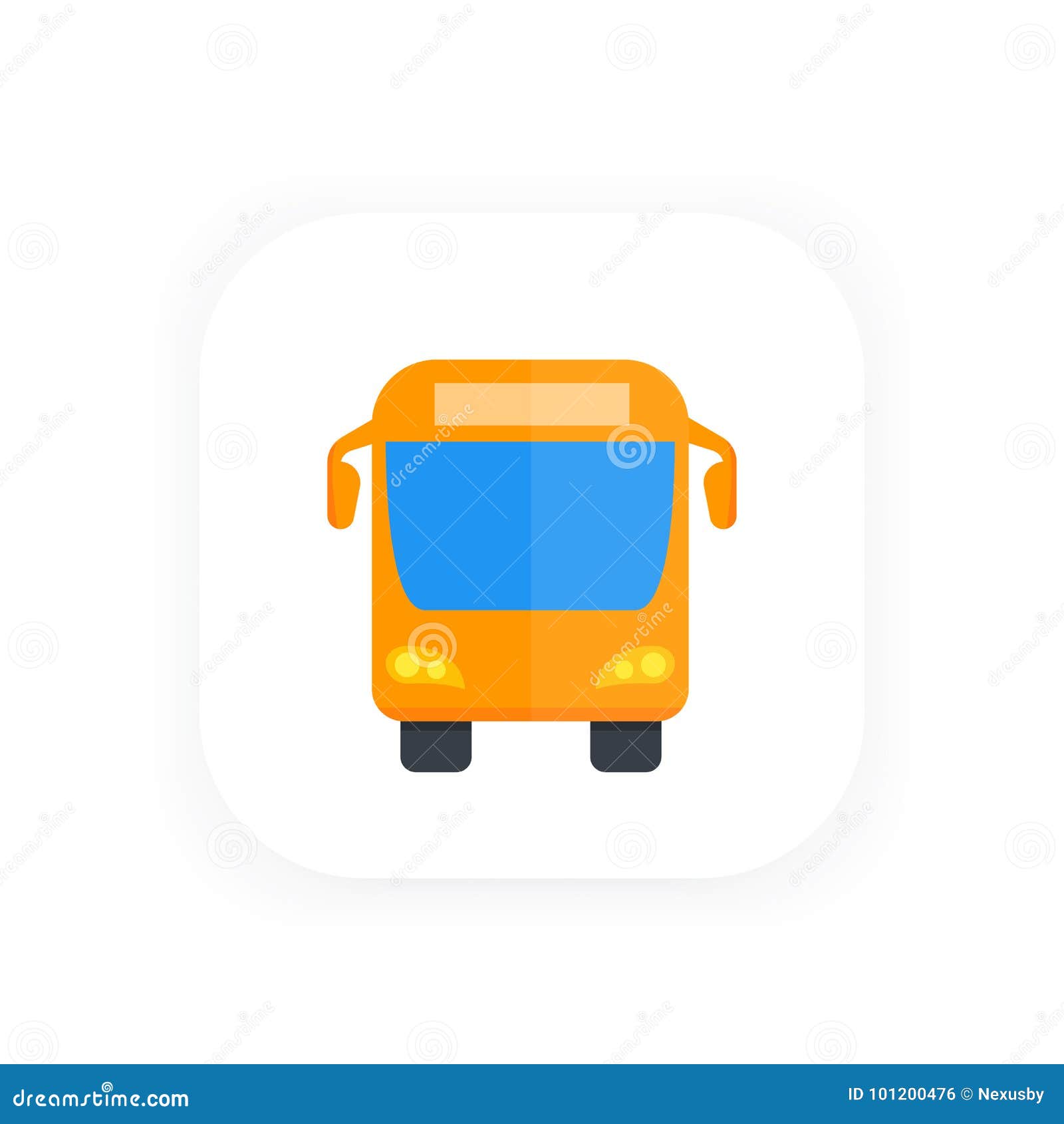 Bus Icon, Front View, Flat Style Stock Vector - Illustration of shuttle ...