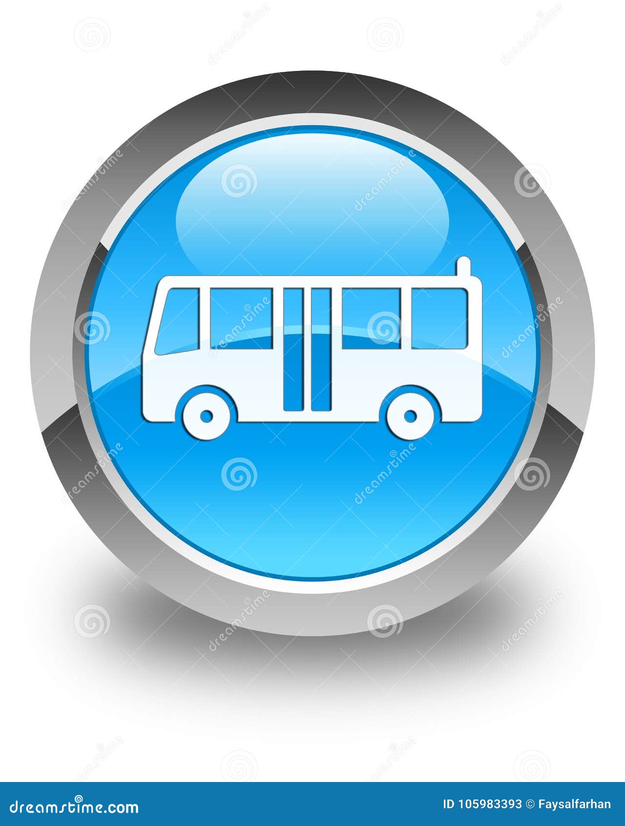 Bus Icon Glossy Cyan Blue Round Button Stock Illustration ...