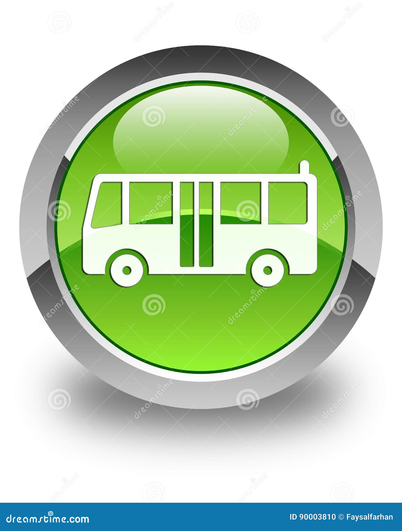 Bus Icon Glossy Green Round Button Stock Illustration - Illustration of ...