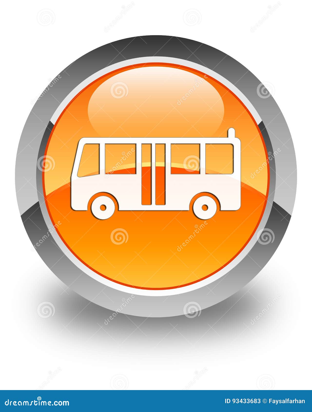 Bus Icon Glossy Orange Round Button Stock Illustration - Illustration ...