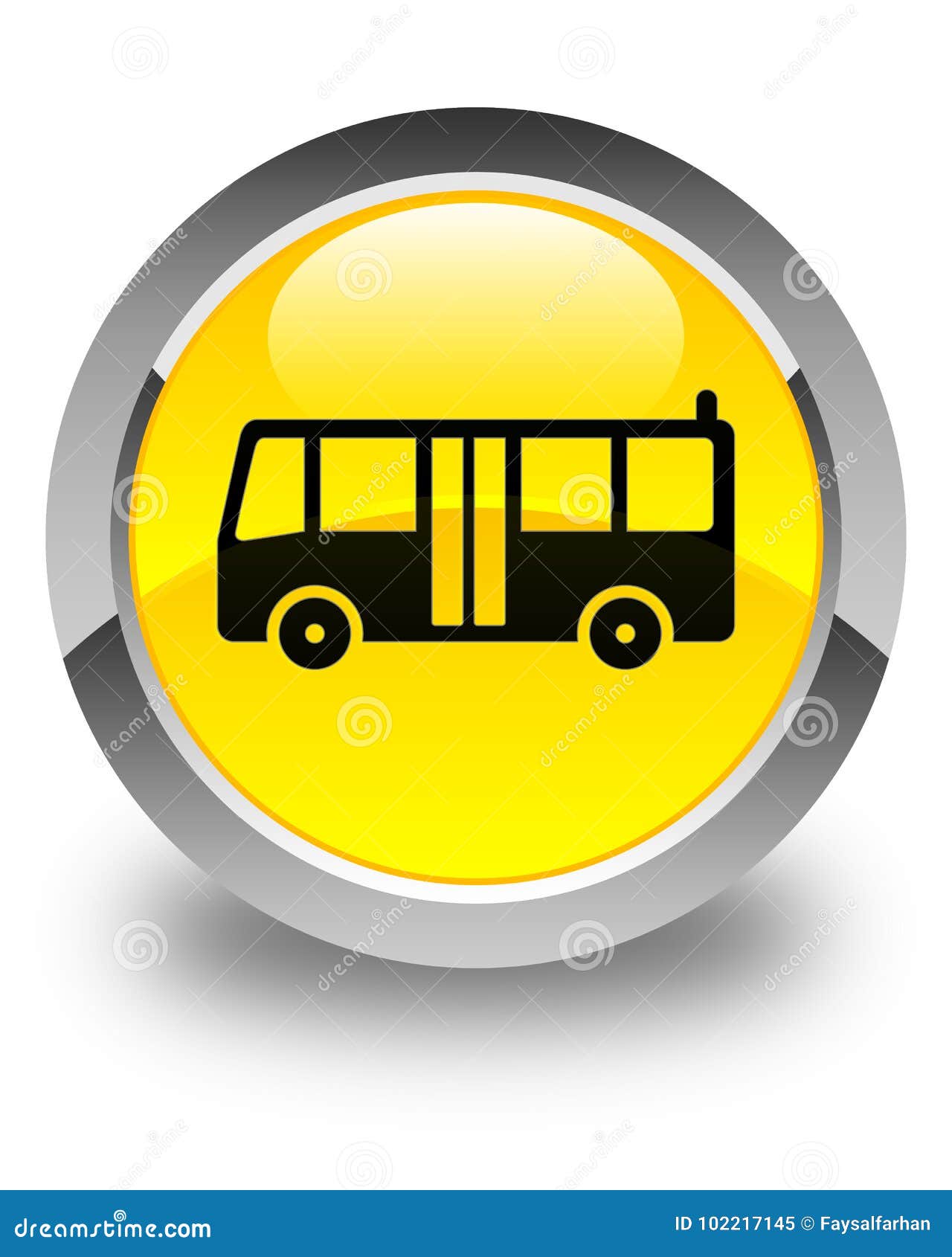 Bus Icon Glossy Yellow Round Button Stock Illustration - Illustration ...