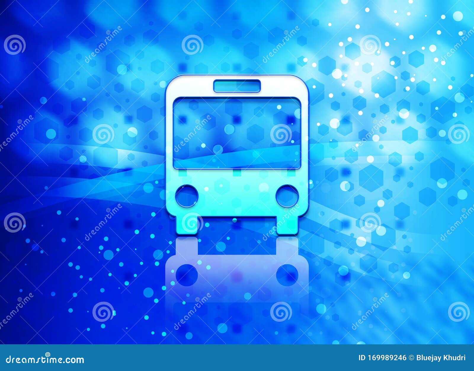 Bus Icon Abstract Light Cyan Blue Hexagon Pattern Background Stock ...