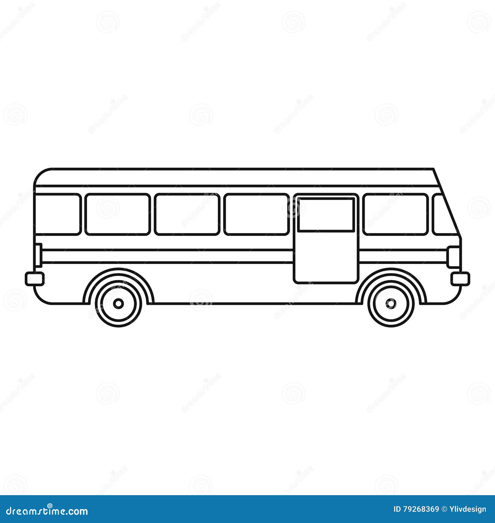 Bus icon, outline style stock vector. Illustration of road - 79268369