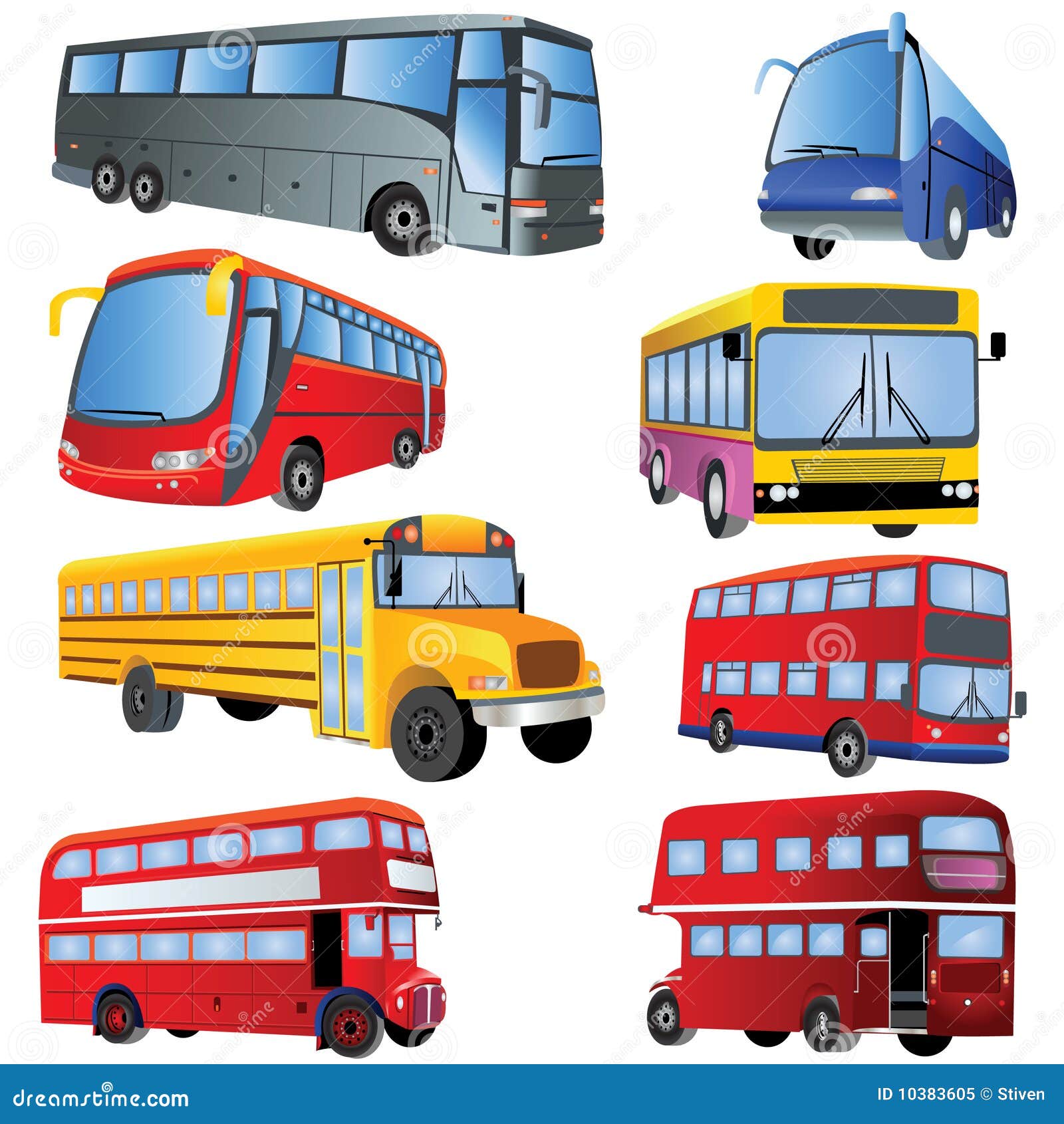 Bus Icon Set stock vector. Illustration of business, tour - 10383605