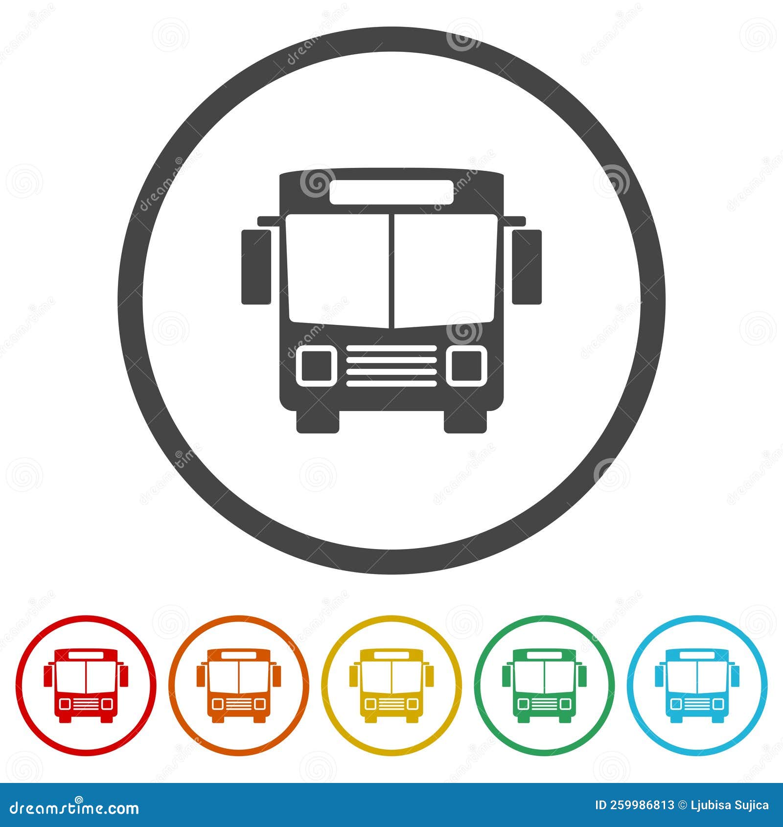 Bus Icon. Set Icons in Color Circle Buttons Stock Vector - Illustration ...