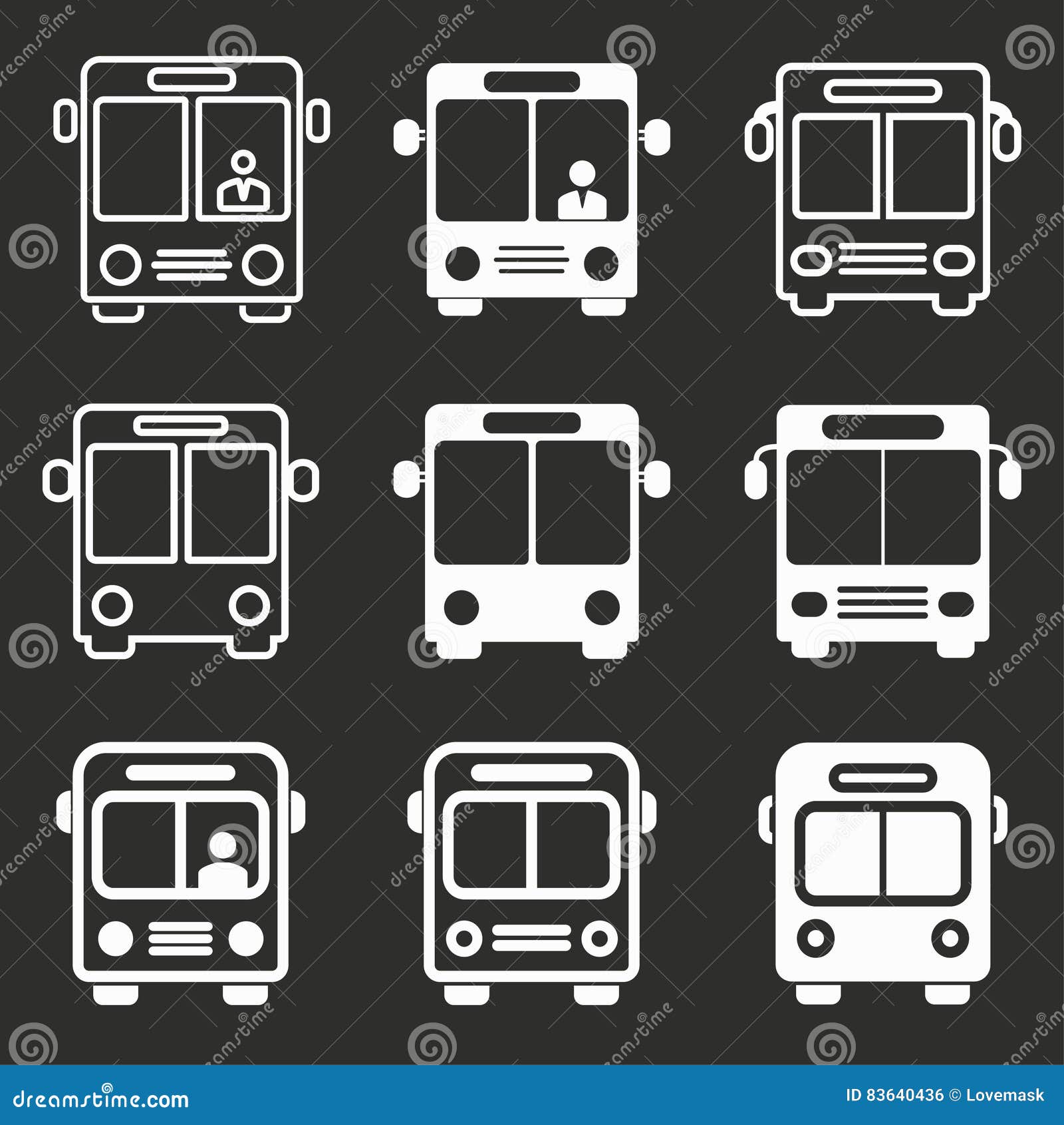 Bus icon set. stock vector. Illustration of graphic, business - 83640436
