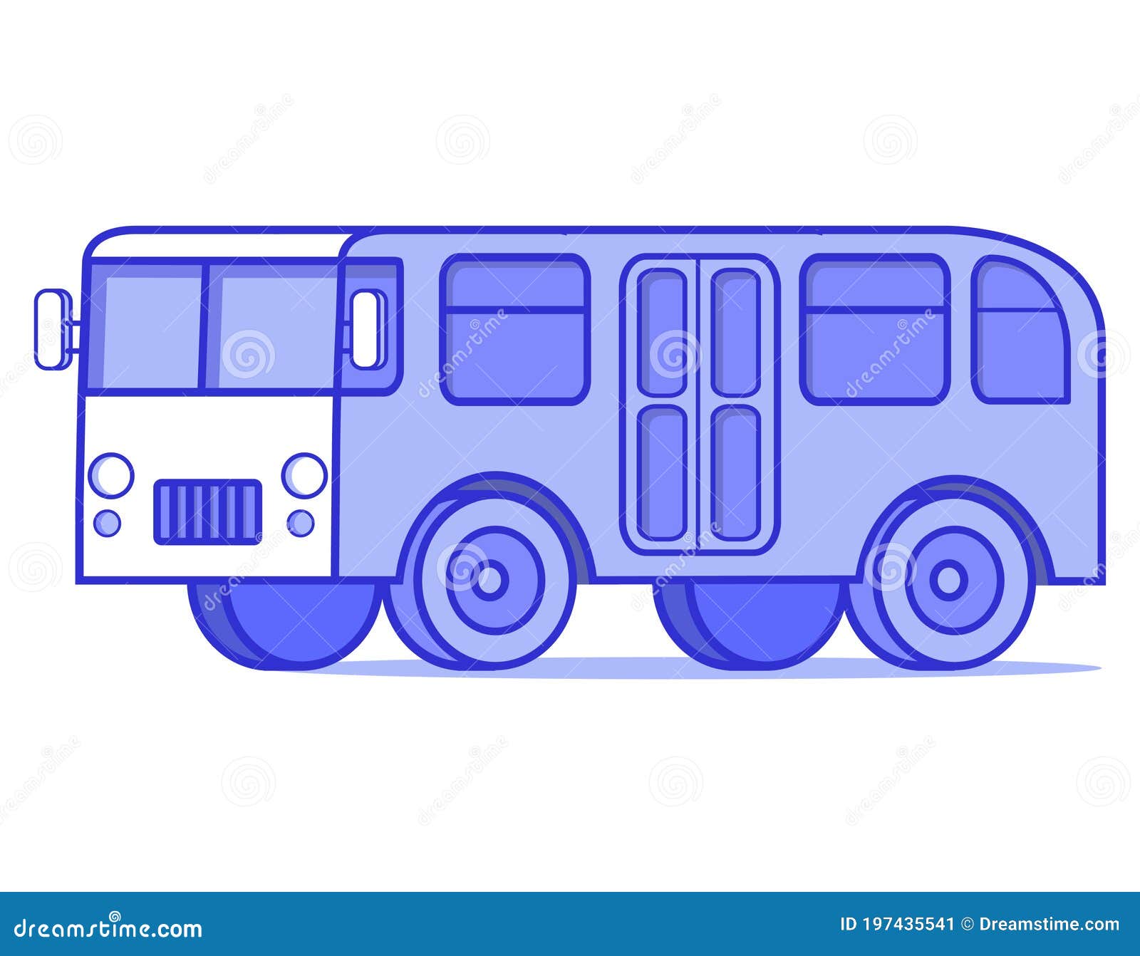 Bus Icon.Small Bus.Flat Vector Blue Line Art.Element for Design of a ...