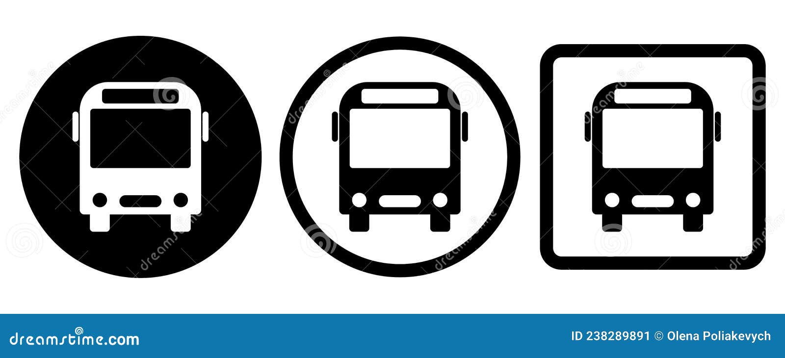 Bus Icon. Square and Circle Frames. Navigation Sign. Road Element. App ...