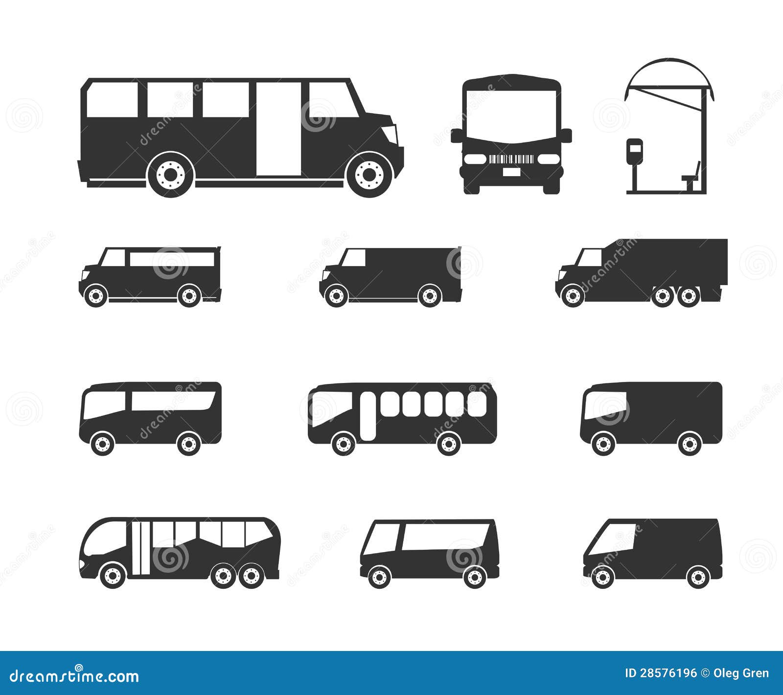 Bus icons stock vector. Illustration of arrival, front - 28576196