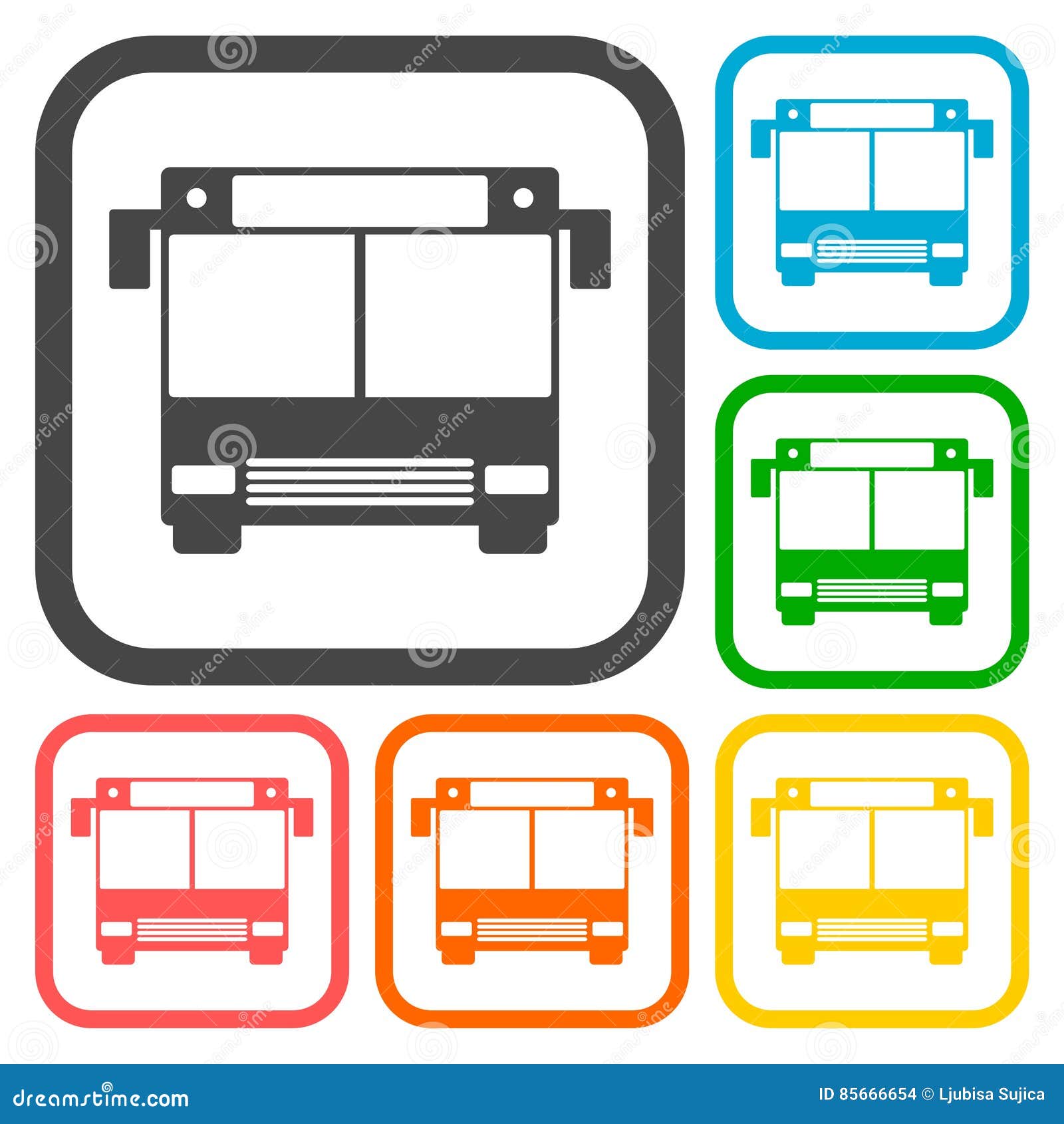 Bus icons set stock vector. Illustration of people, commercial - 85666654