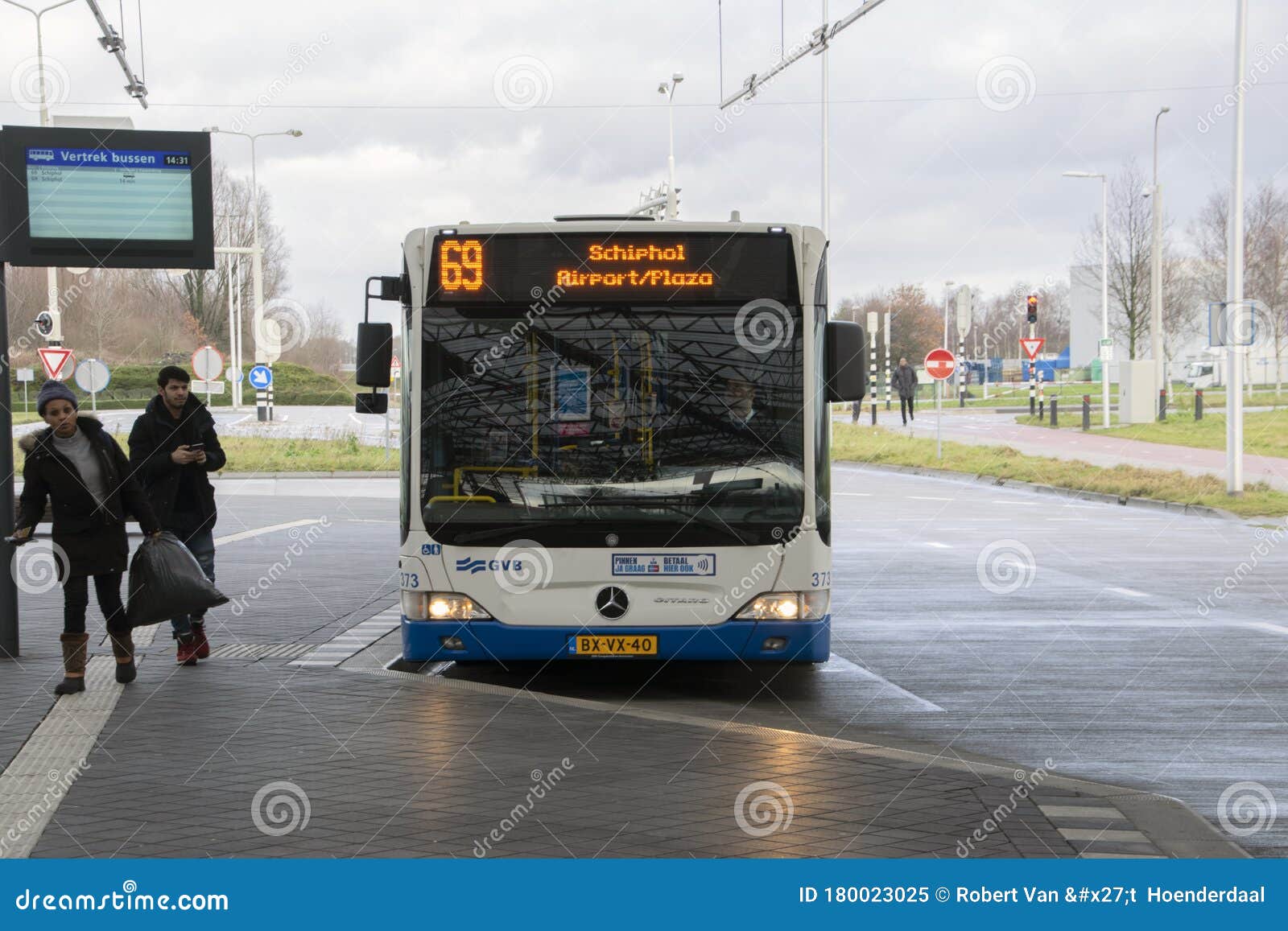 Bus 69 Inside the Bus Stop at Schiphol Knooppunt Noord the Netherlands ...