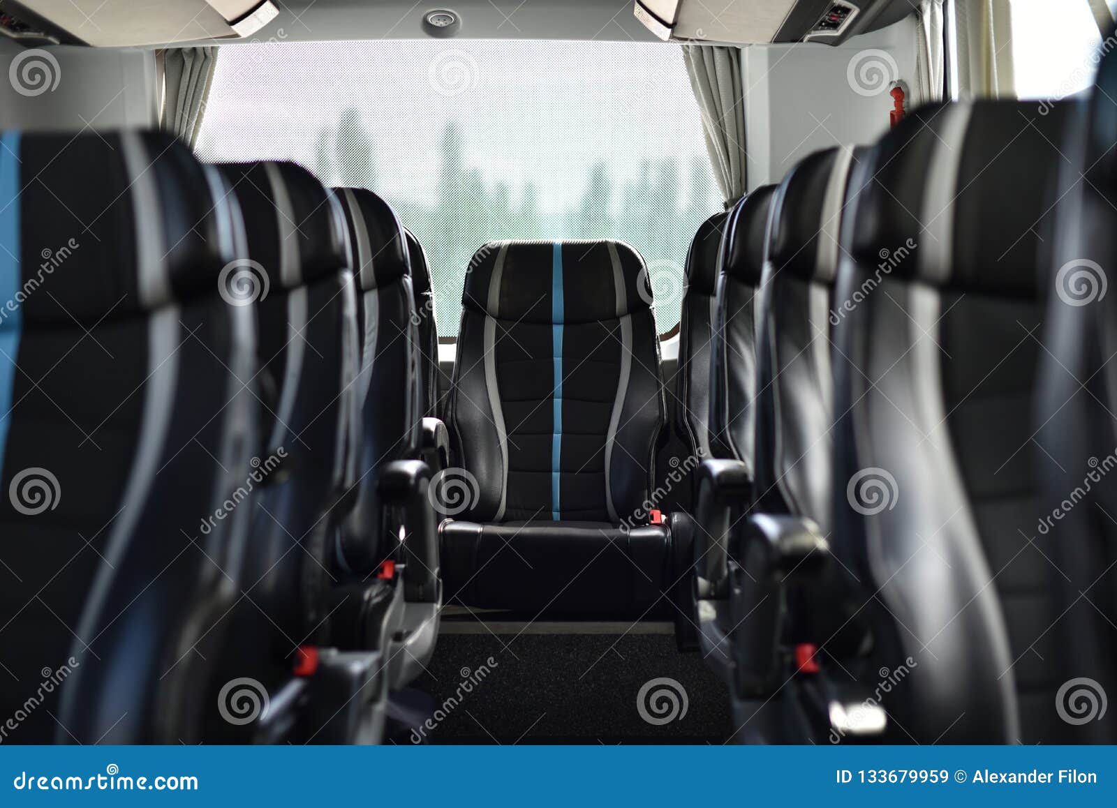 Bus Interior in Bokeh Effect Stock Image - Image of leather, background ...