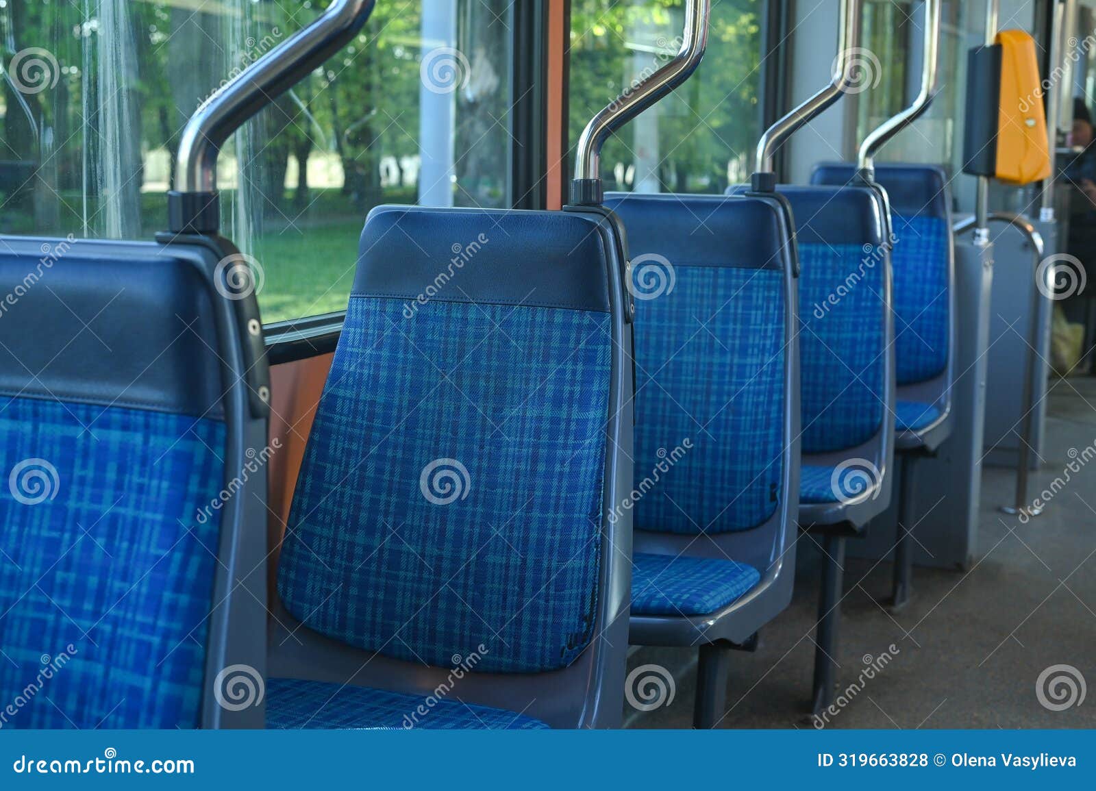 Empty seats on the bus stock photo. Image of interior - 319663828
