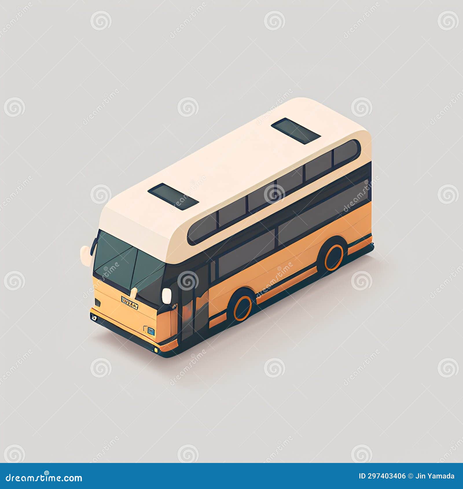 Bus Isometric Vector Illustration. Yellow Bus Isolated on White ...