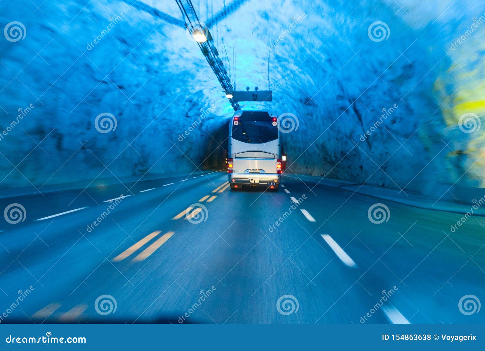 Bus in Laerdal Tunnel, Norway Stock Photo - Image of light, longest ... Bus in Laerdal Tunnel, Norway Stock Photo - Image of light, longest ...