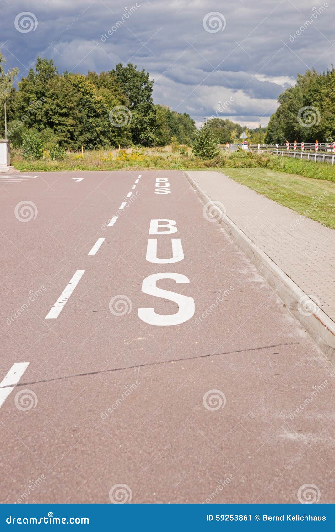 Bus lane marked on asphalt stock image. Image of city - 59253861