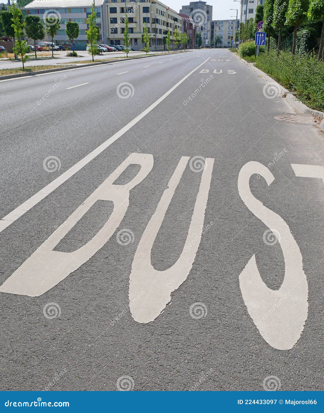 Bus Lane on the Road in the City Stock Image - Image of paint ...