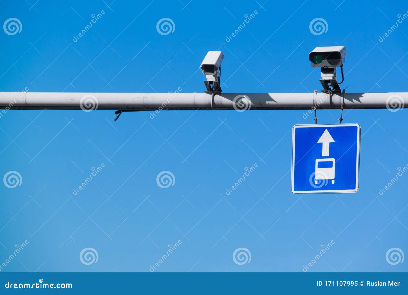 Bus Lane Sign with CCTV Cameras Stock Image - Image of icon, cameras ...