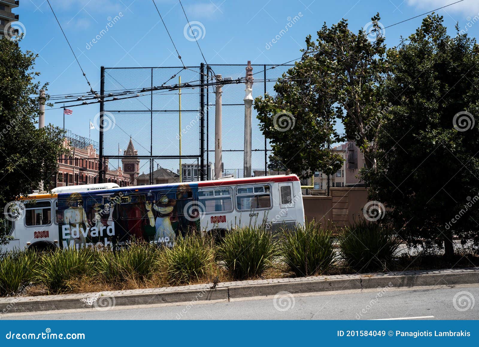 Bus left the bus stop stock image. Image of francisco - 201584049