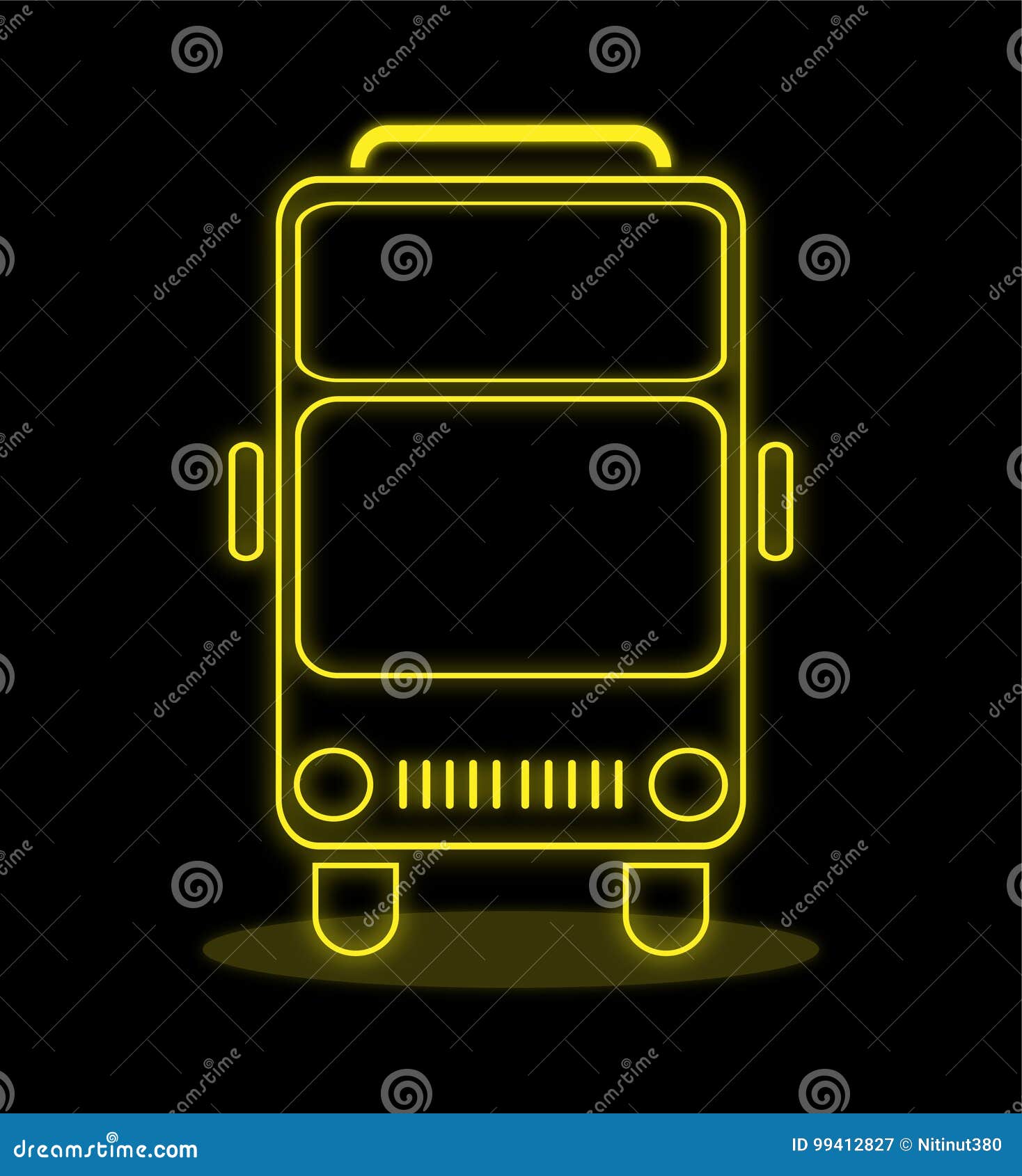 Bus Line Glow Icon in Dark Background Stock Vector - Illustration of ...