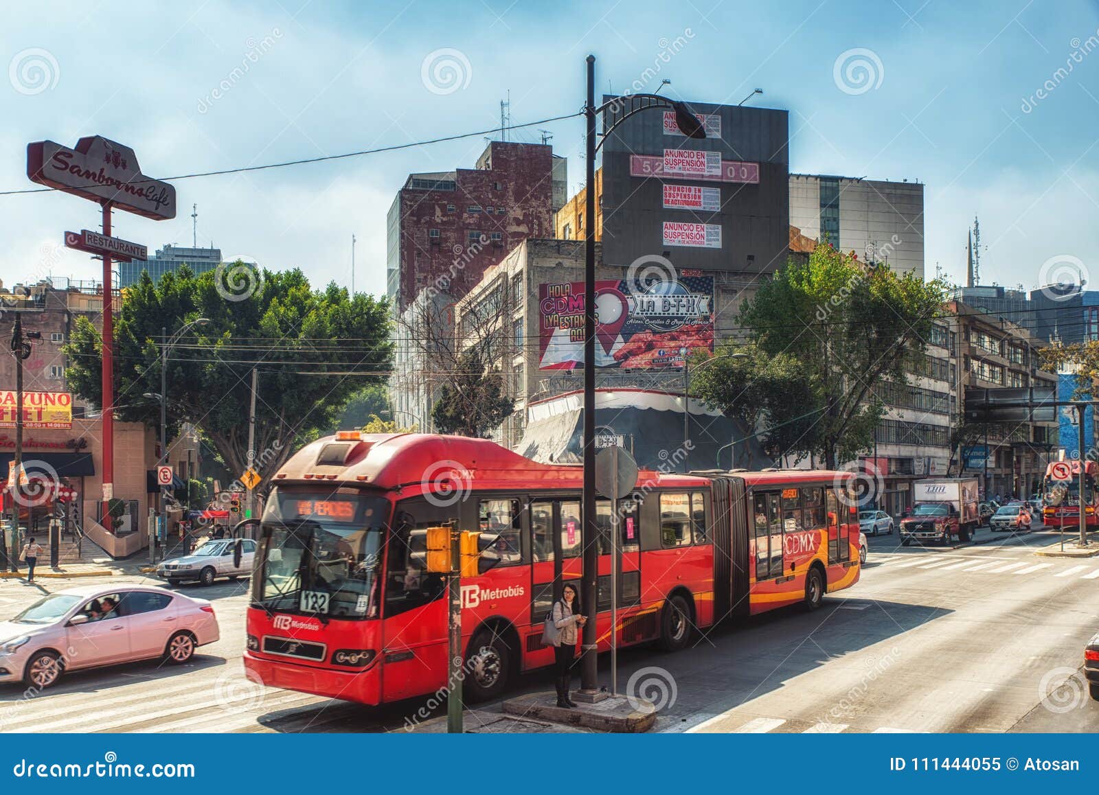 Bus at Mexico City editorial image. Image of downtown - 111444055