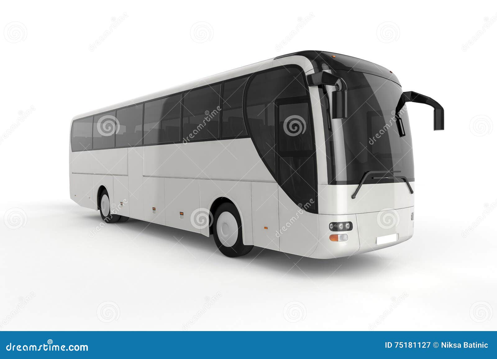 Bus Mock Up on White Background, 3D Illustration Stock Illustration ...