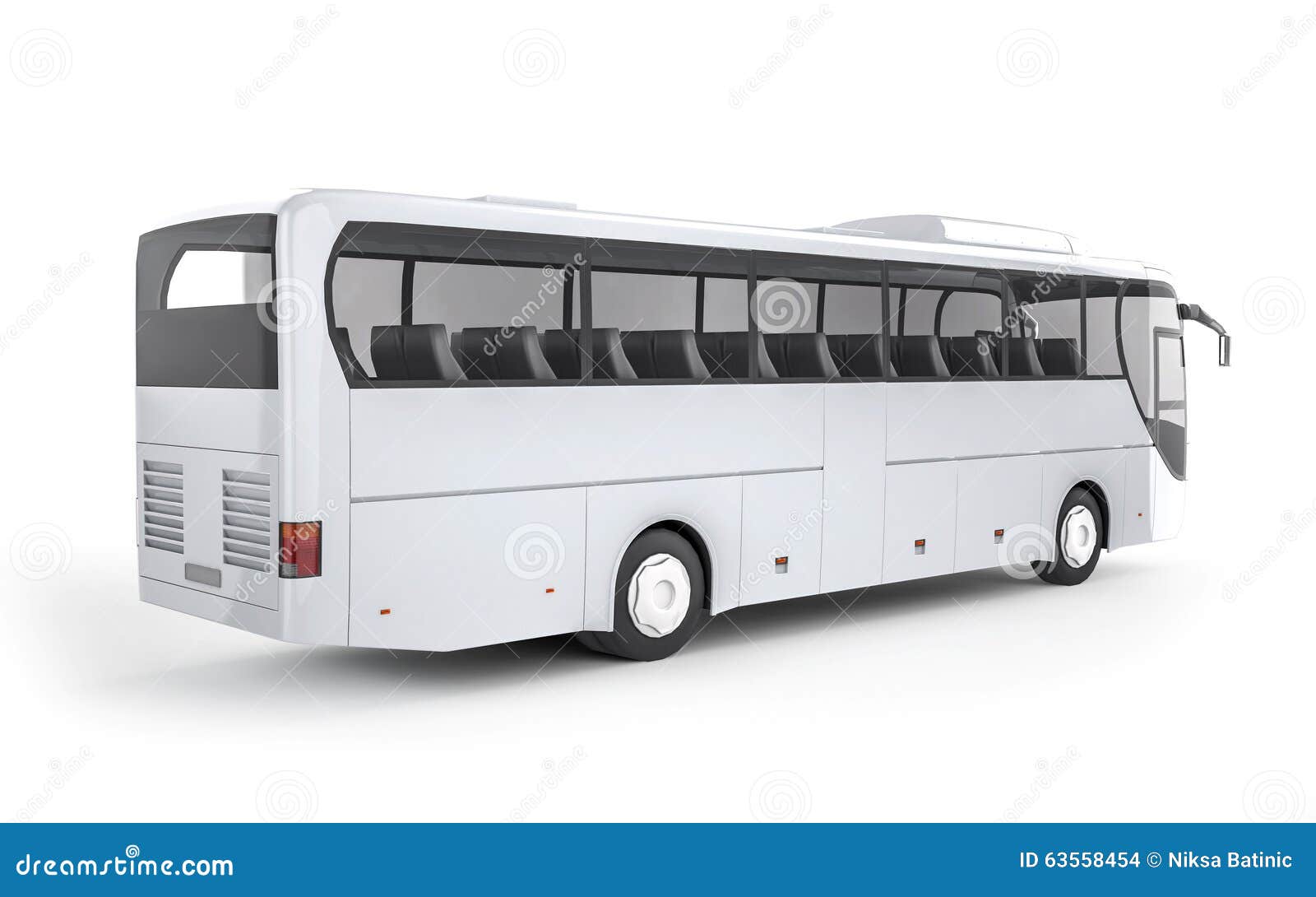Bus Mock Up on White Background, 3D Illustration Stock Illustration ...