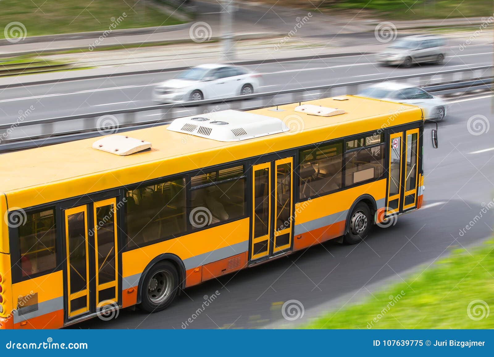 Bus is Moving Along the Street Stock Image - Image of blur, public ...