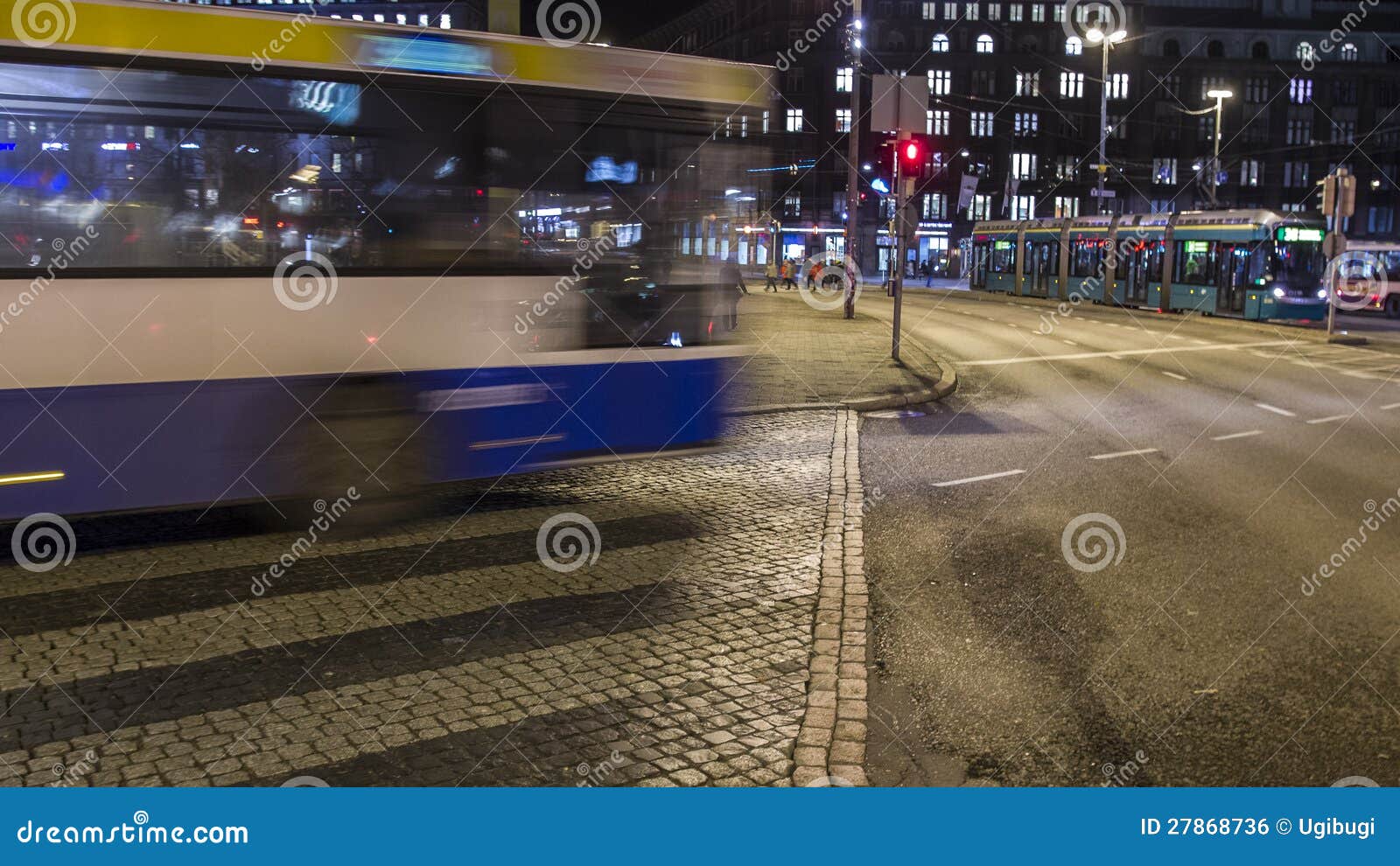 Bus moving at night stock photo. Image of long, reflection - 27868736