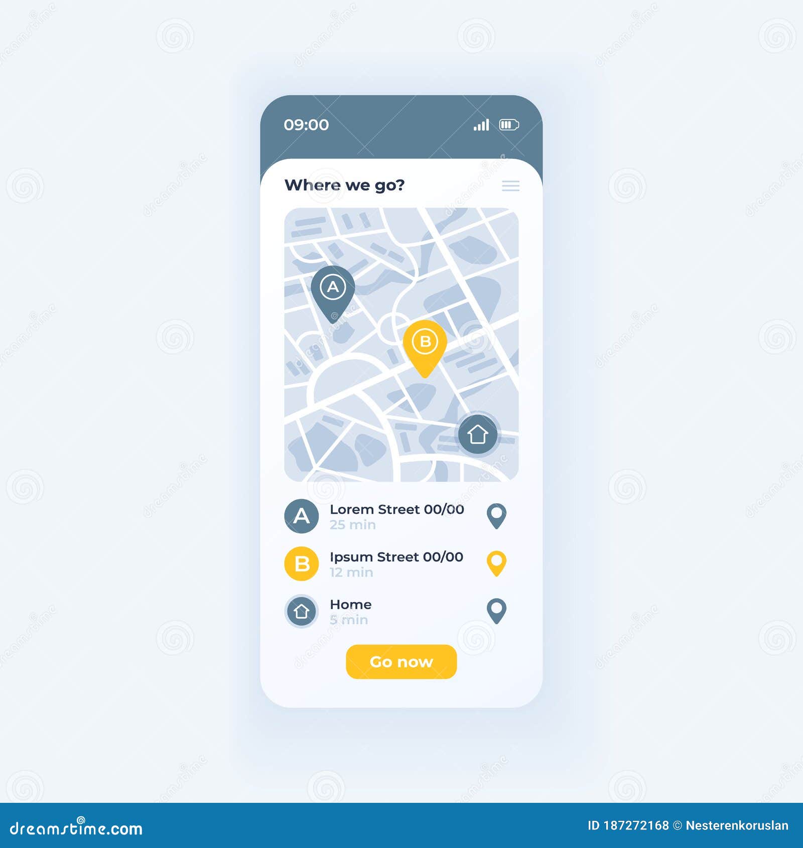 Bus Navigation App Smartphone Interface Vector Template Stock Vector ...