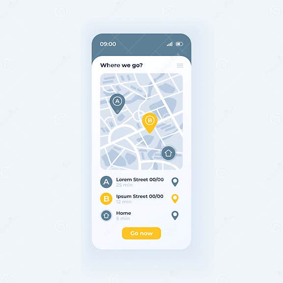 Bus Navigation App Smartphone Interface Vector Template Stock Vector ...