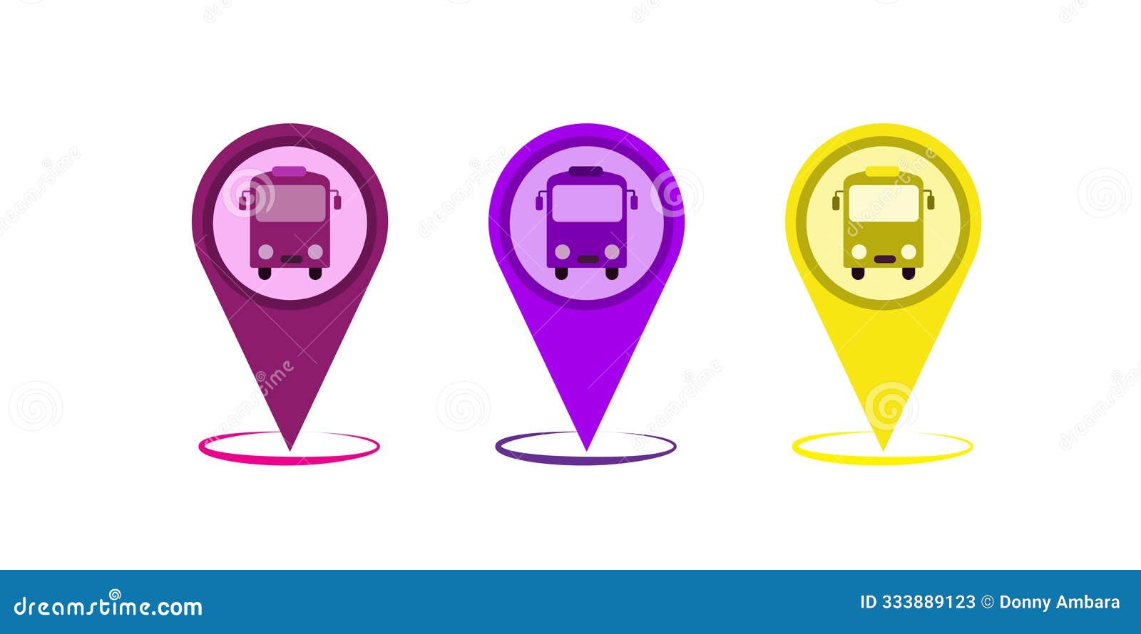 Bus with Navigation Location Map Pin Icon Vector Illustration Stock ...