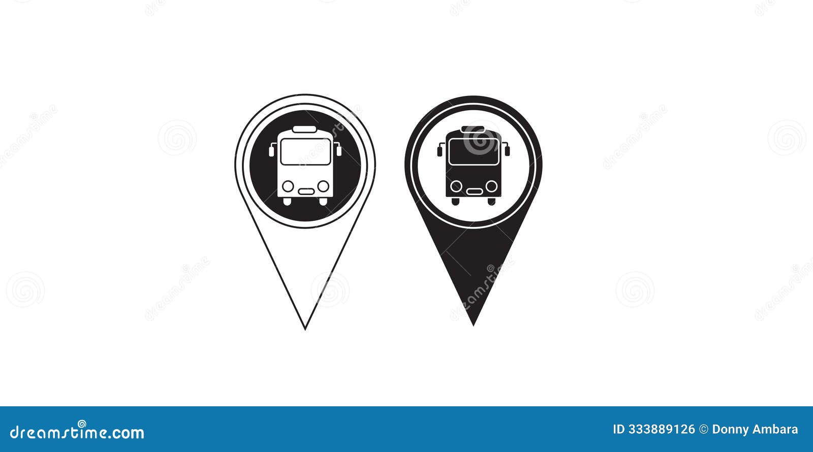 Bus with Navigation Location Map Pin Icon Vector Illustration Stock ...