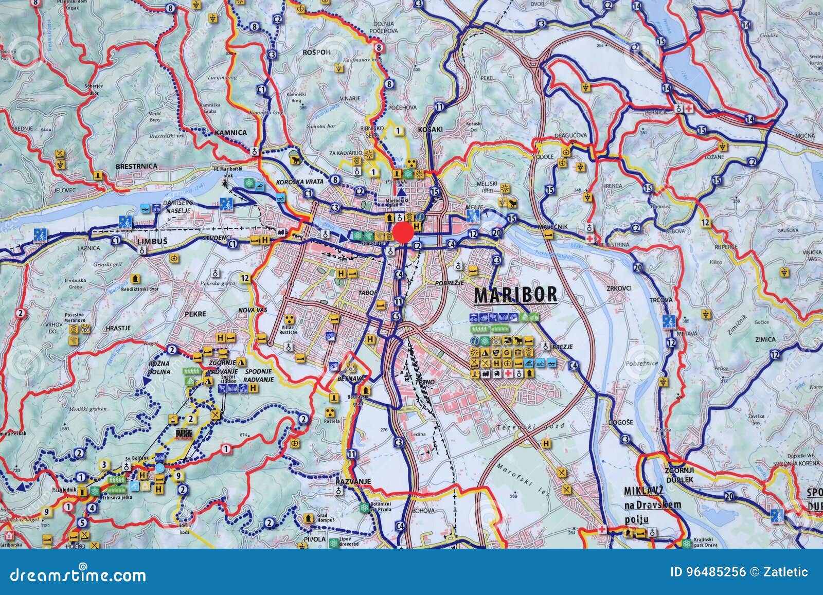 Bus Network Map in Maribor, Slovenia Stock Photo - Image of station ...