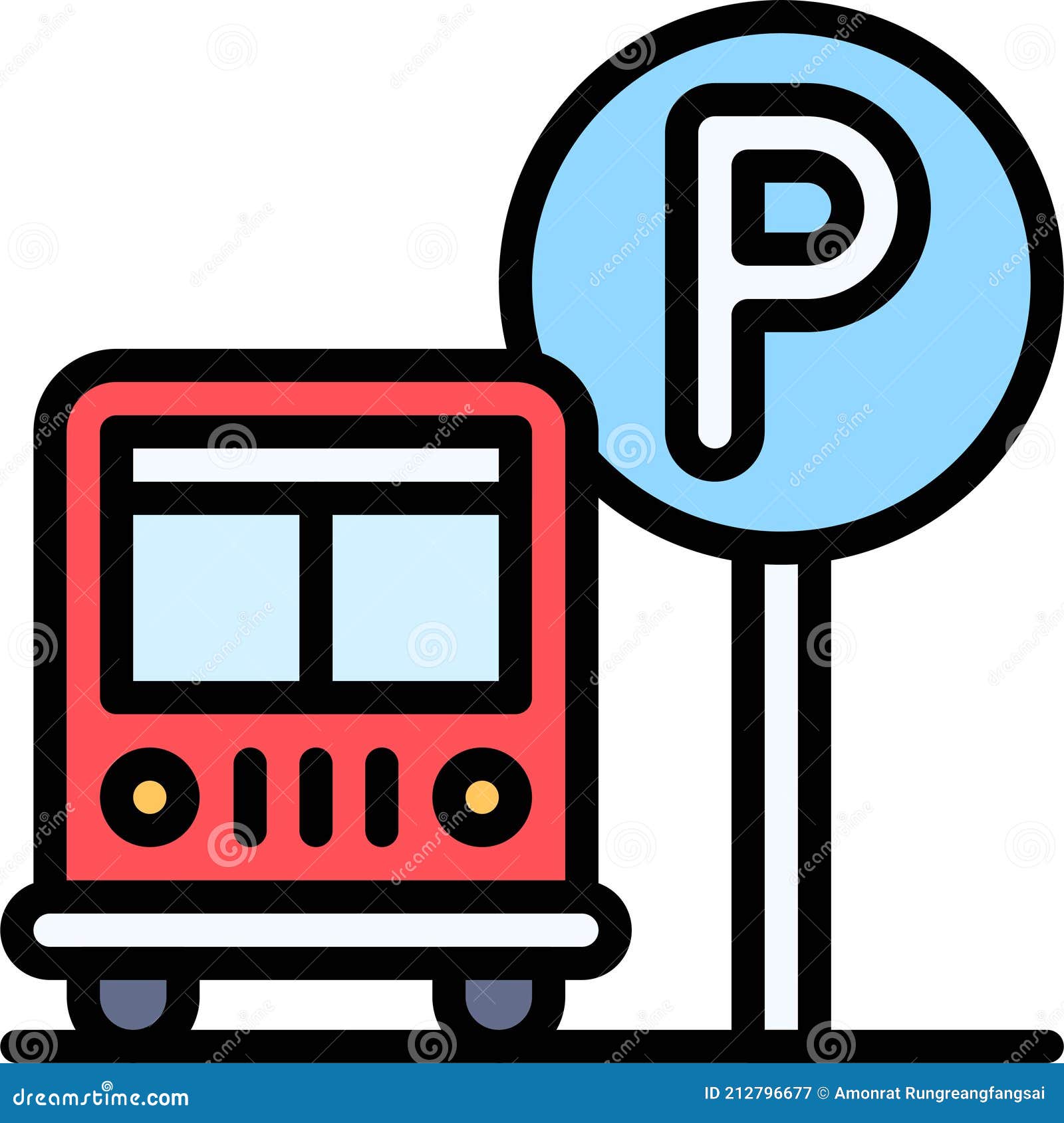 Bus Parking Icon, Parking Lot Related Vector Stock Vector ...