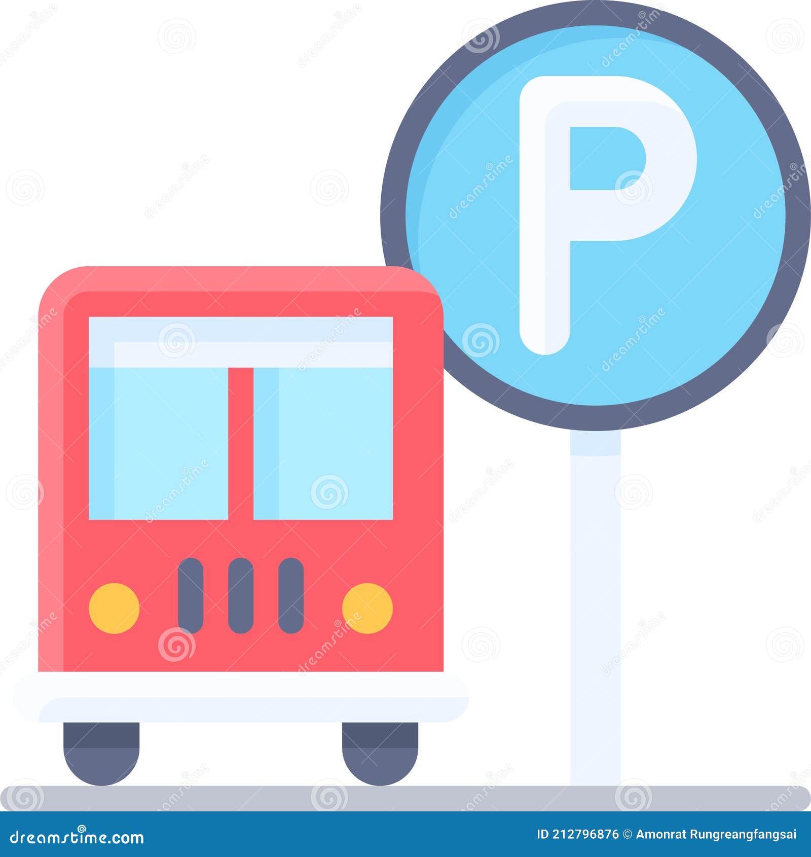 Bus Parking Icon, Parking Lot Related Vector Stock Vector ...