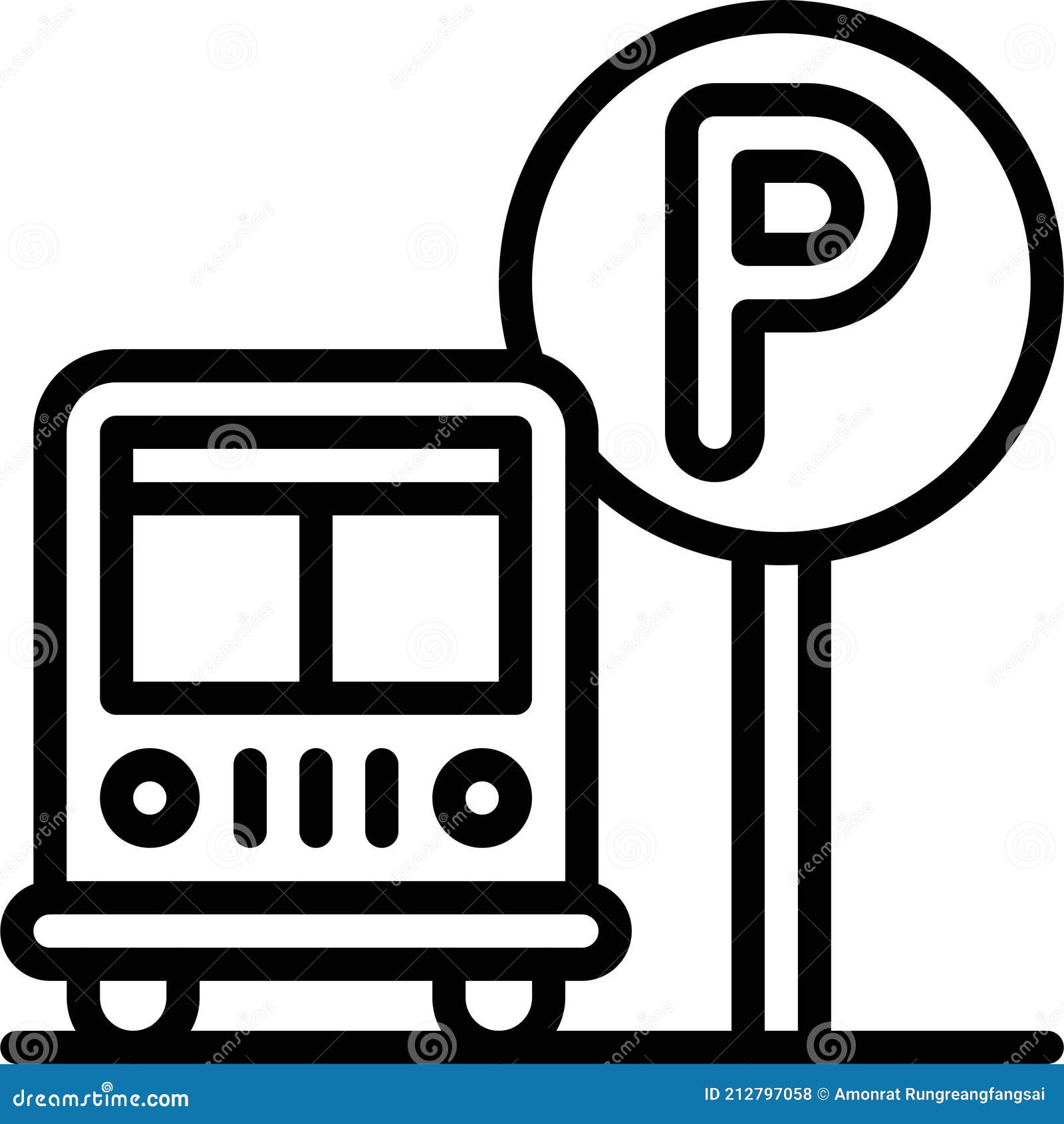 Bus Parking Icon, Parking Lot Related Vector Stock Vector ...
