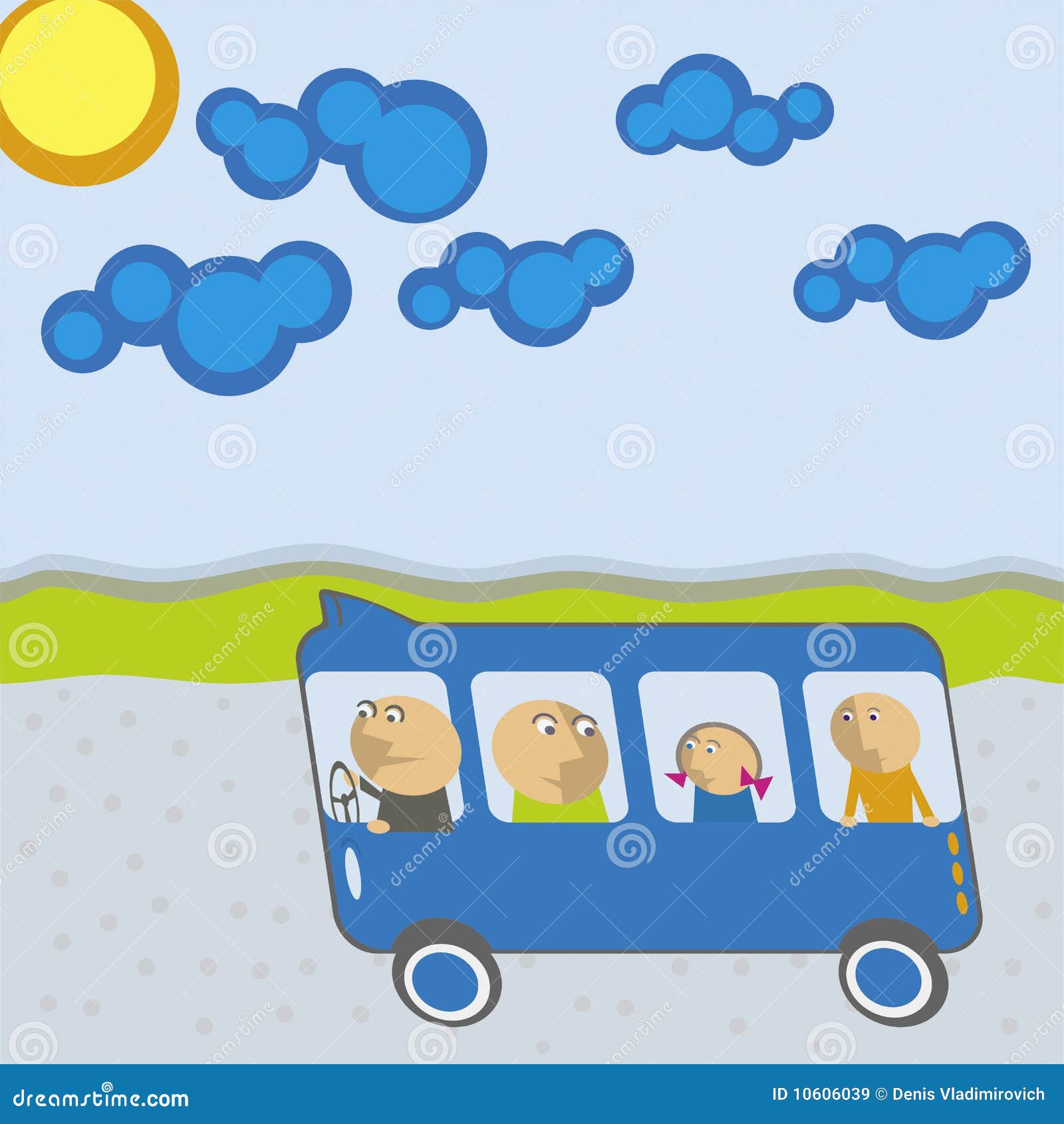 Bus with passengers stock vector. Illustration of drawing - 10606039