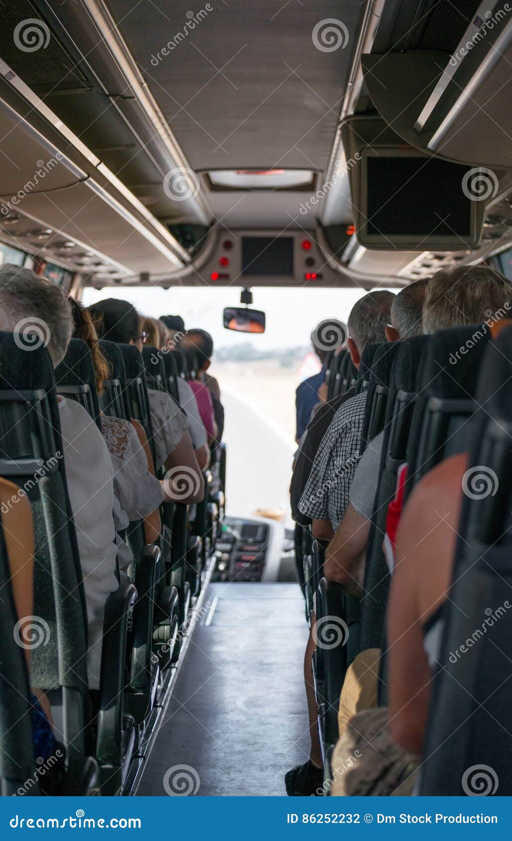 Bus with passengers. editorial photography. Image of corridor - 86252232