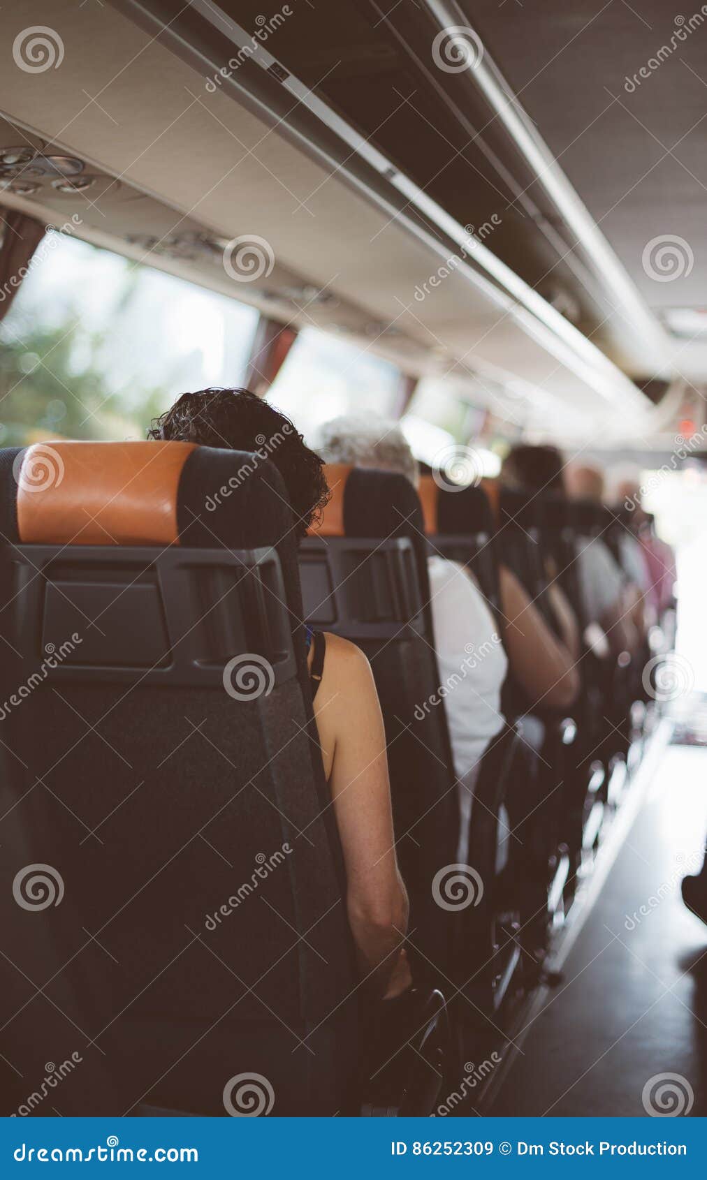 Bus with passengers. stock image. Image of people, indoor - 86252309