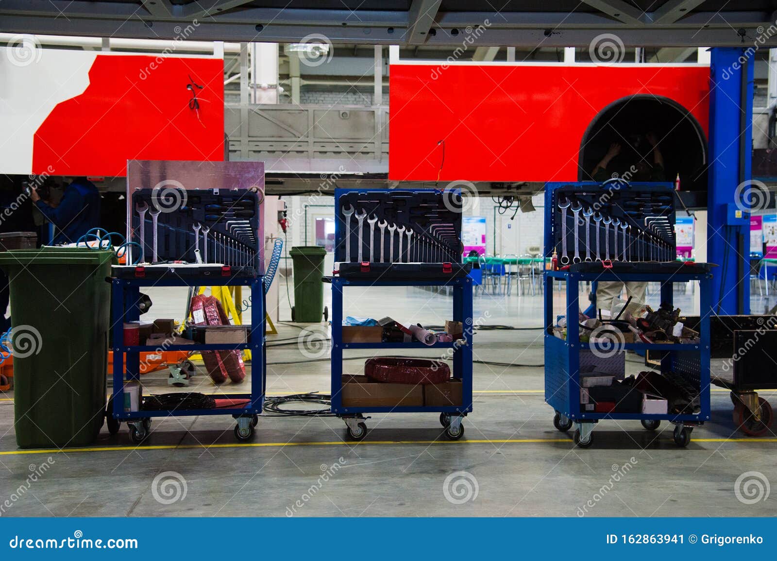 Bus production manufacture stock image. Image of manufacturing - 162863941