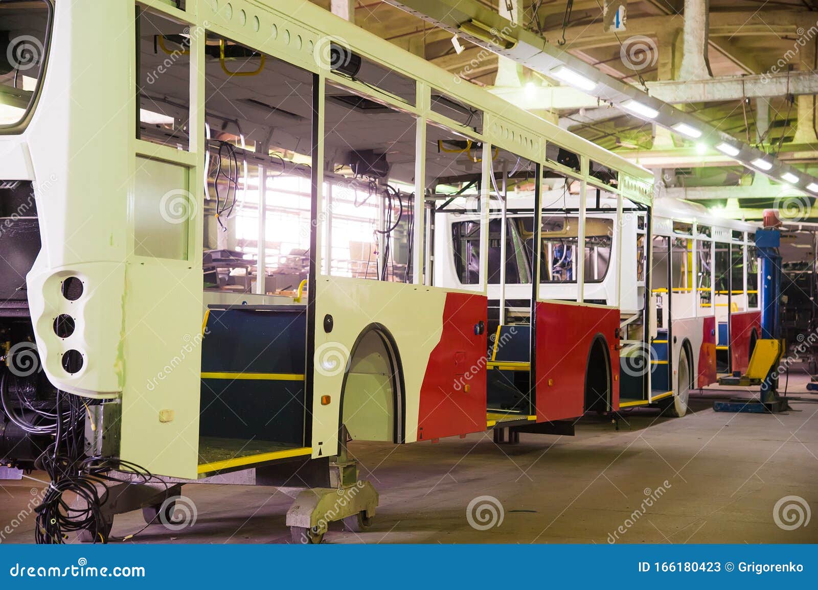 Bus production manufacture stock image. Image of workers - 166180423